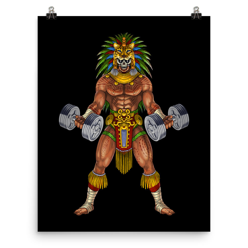 Aztec Bodybuilder Fitness Gym Art Print - Serpent Sun