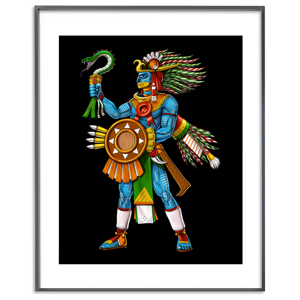 Aztec Mythology God Huitzilopochtli Art Print - Serpent Sun