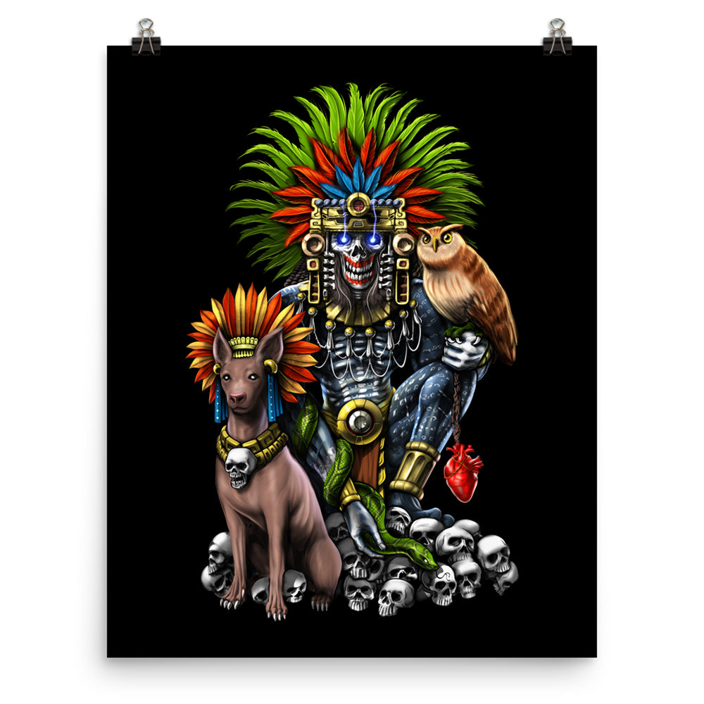 Aztec Mythology God Mictlantecuhtli Art Print - Serpent Sun