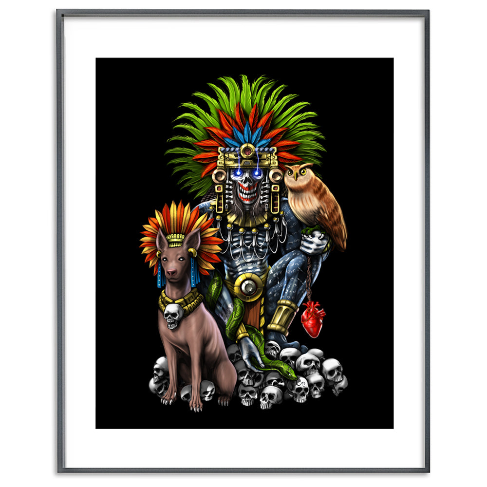 Aztec Mythology God Mictlantecuhtli Art Print - Serpent Sun