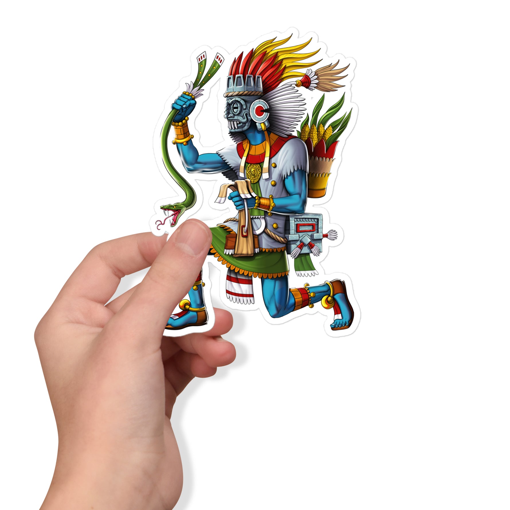 Aztec Mythology God Tlaloc Sticker - Serpent Sun