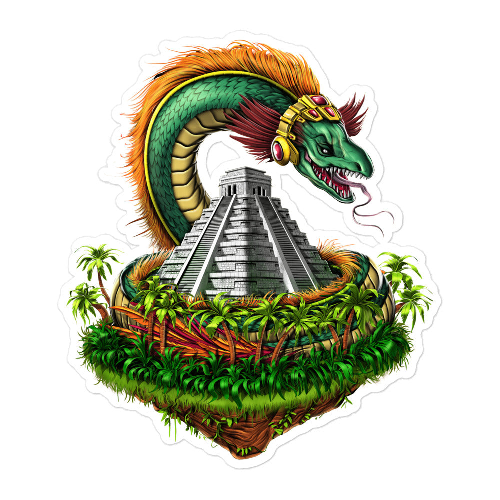 Ancient Aztec Pyramid Serpent Quetzalcoatl Sticker - Serpent Sun